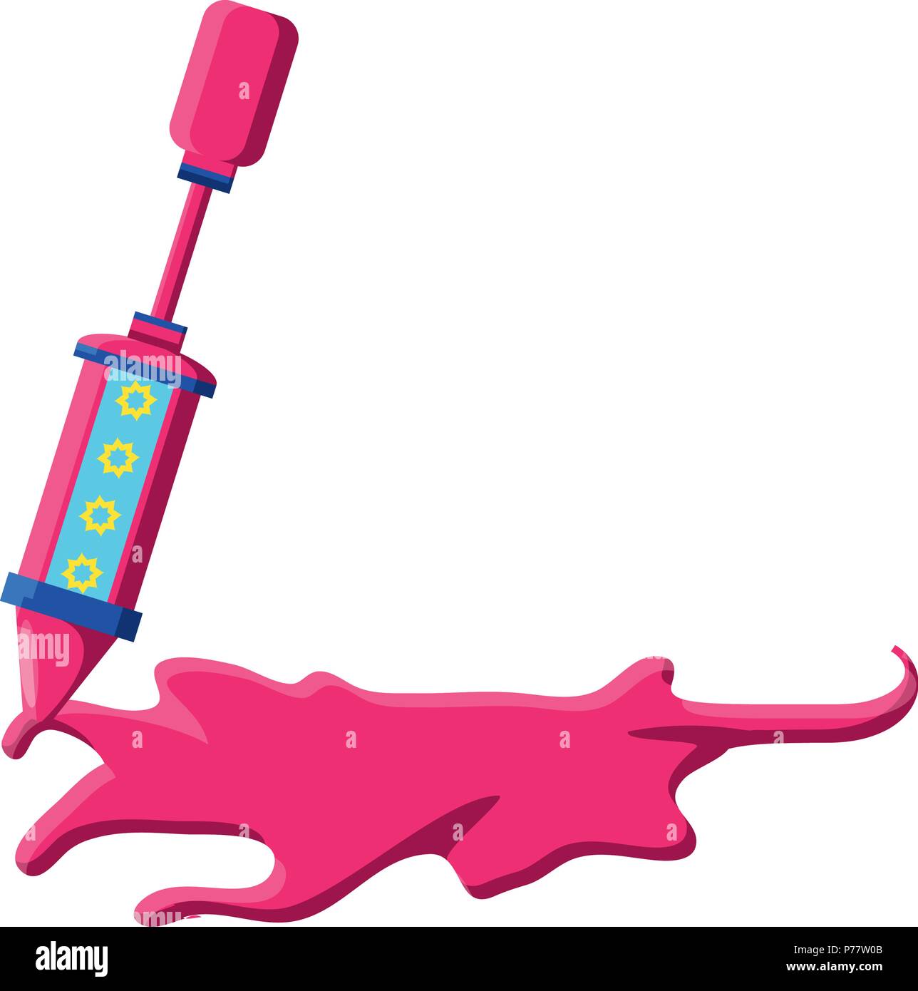 Indian pichkari with paint splash over white background, vector ...