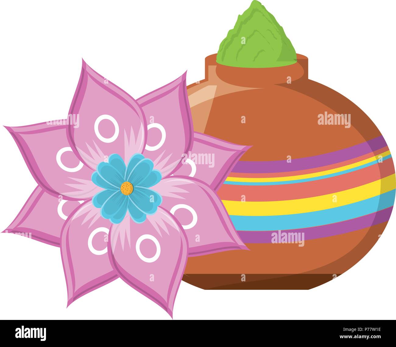mud pot and tropical flower icon over white background, vector ...