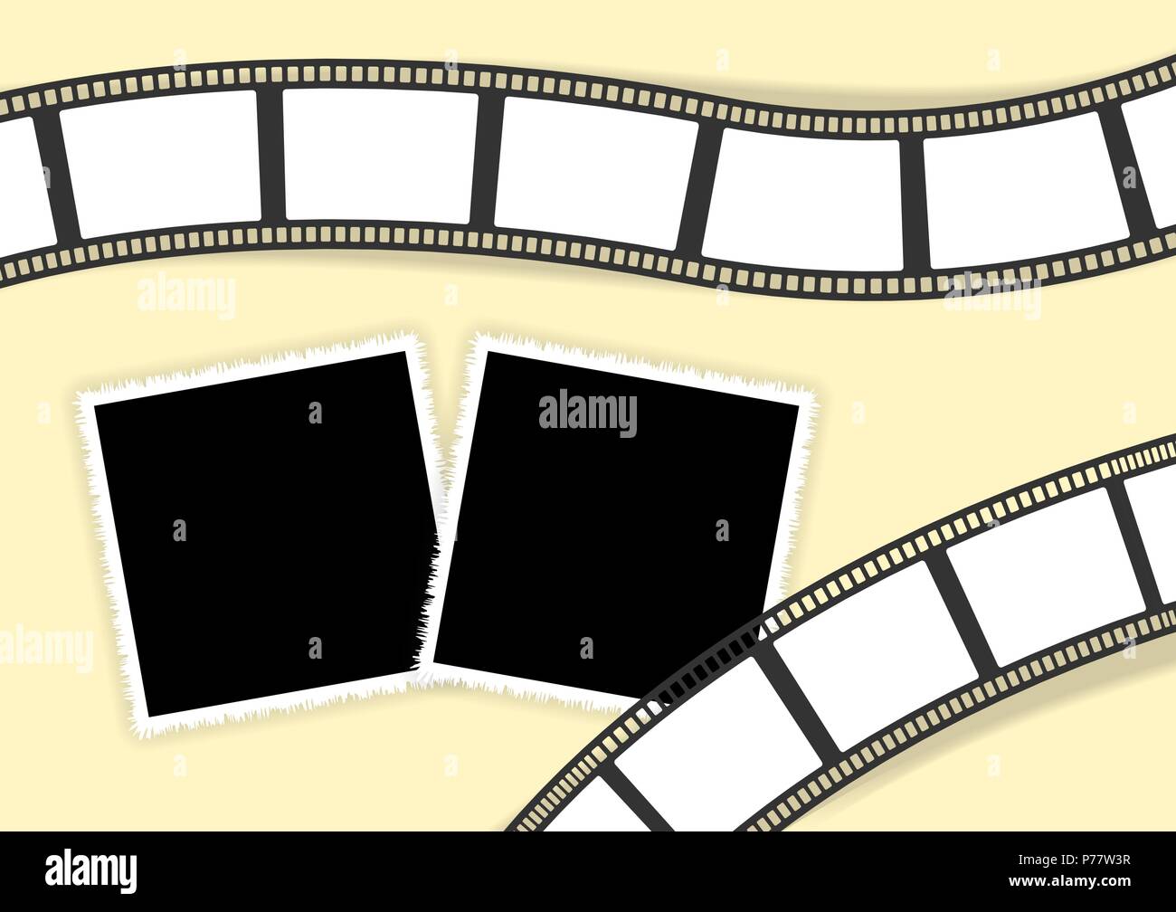 Collage template for photo classic photoframes and film stripes. Vector ...