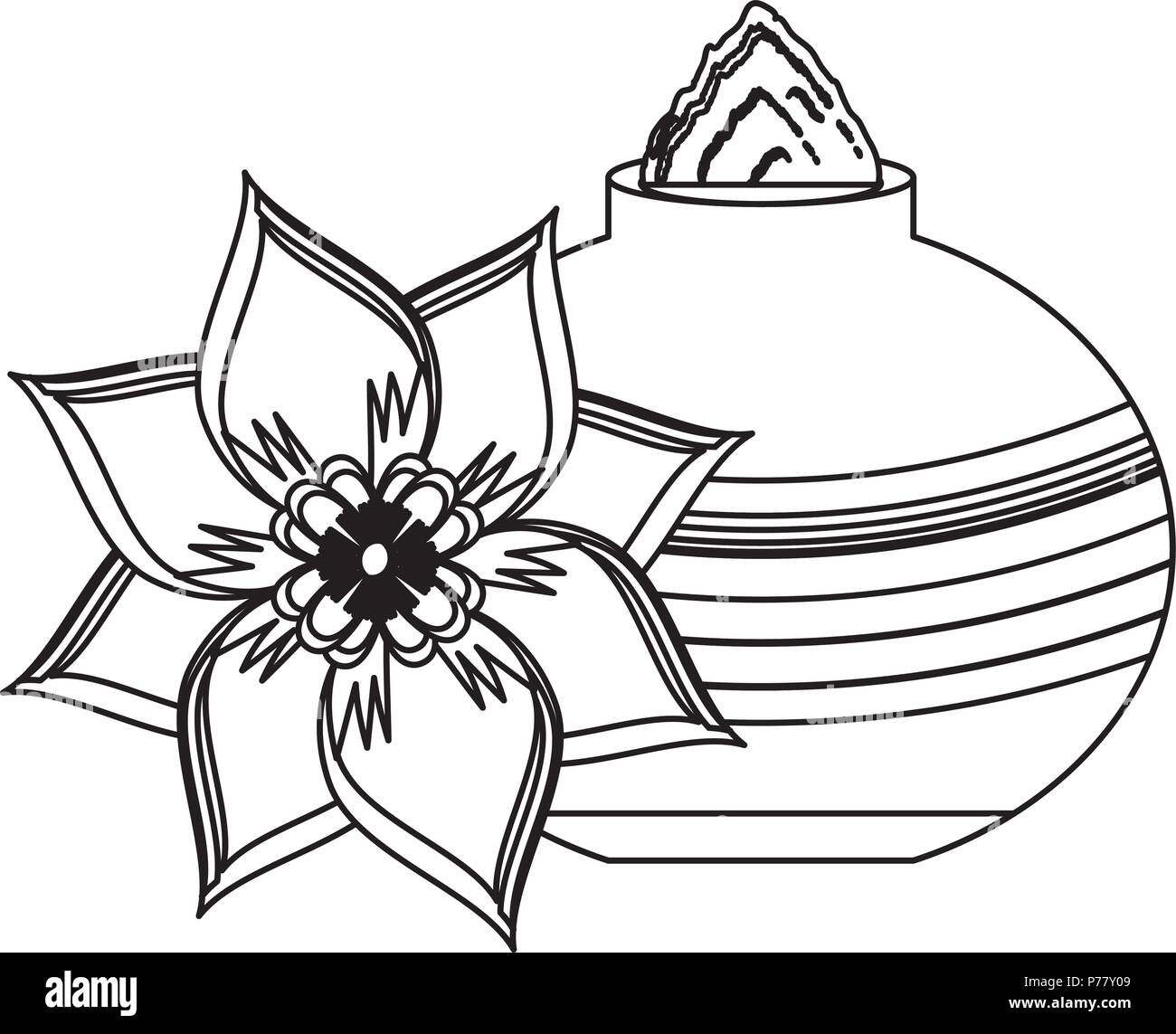 mud pot and tropical flower icon over white background, vector ...