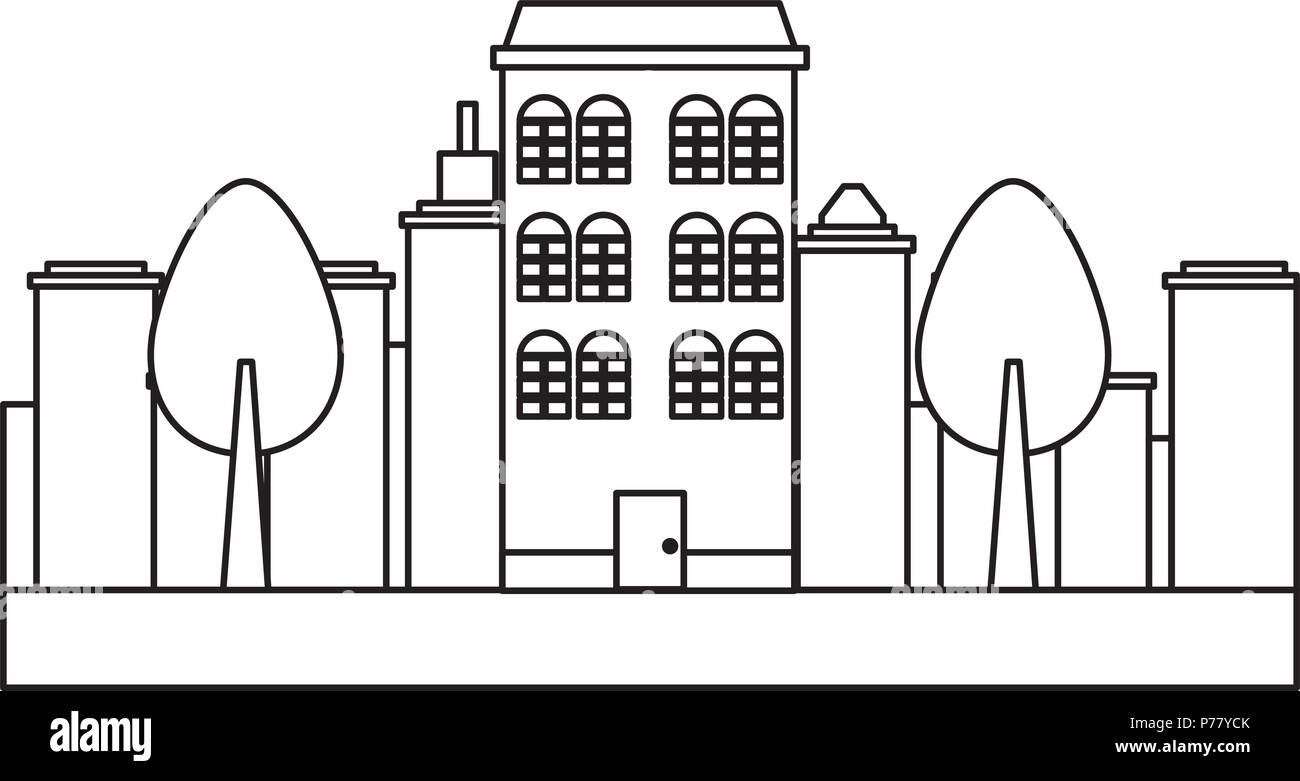 trees and city building icon over white background, vector illustration ...