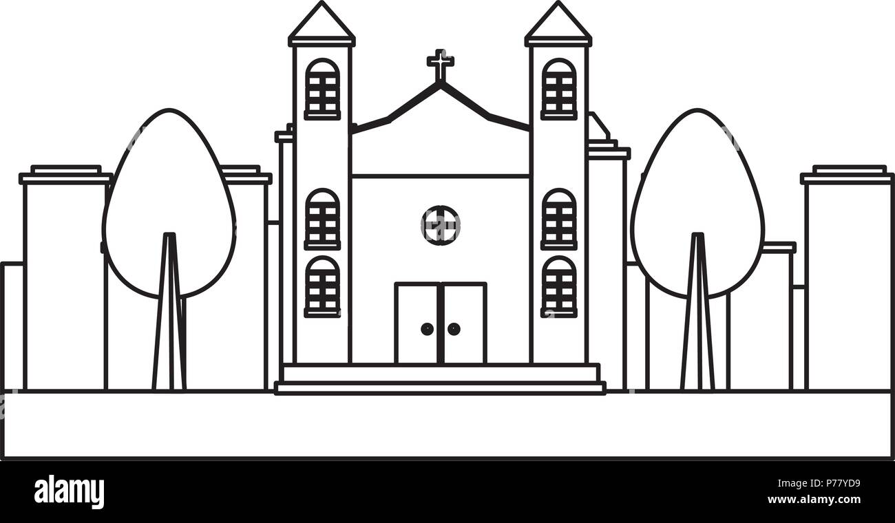 traditional house and trees icon over white background, vector ...