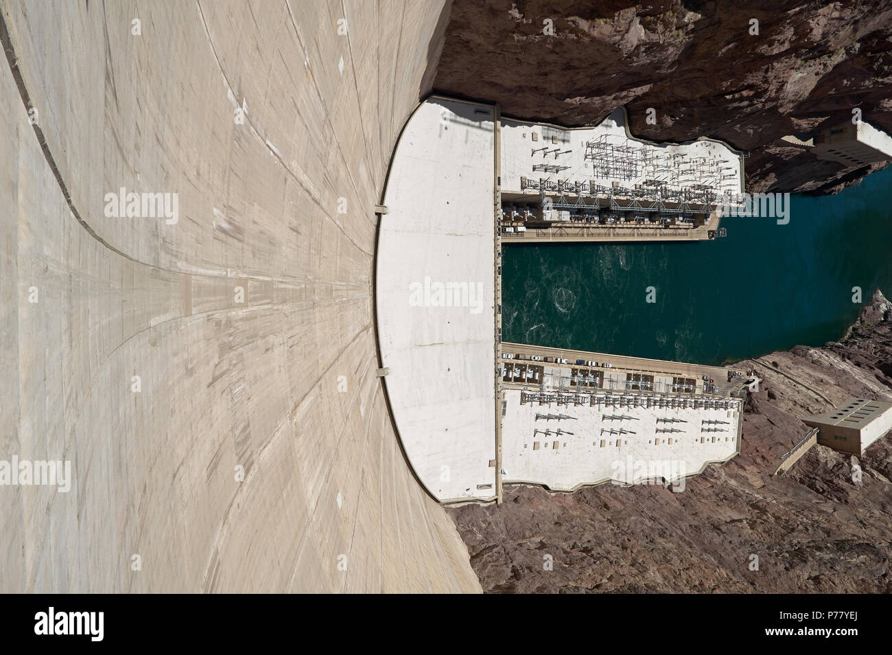 Extreme High Angle View Looking Down Wall of Hoover Dam, a Popular ...