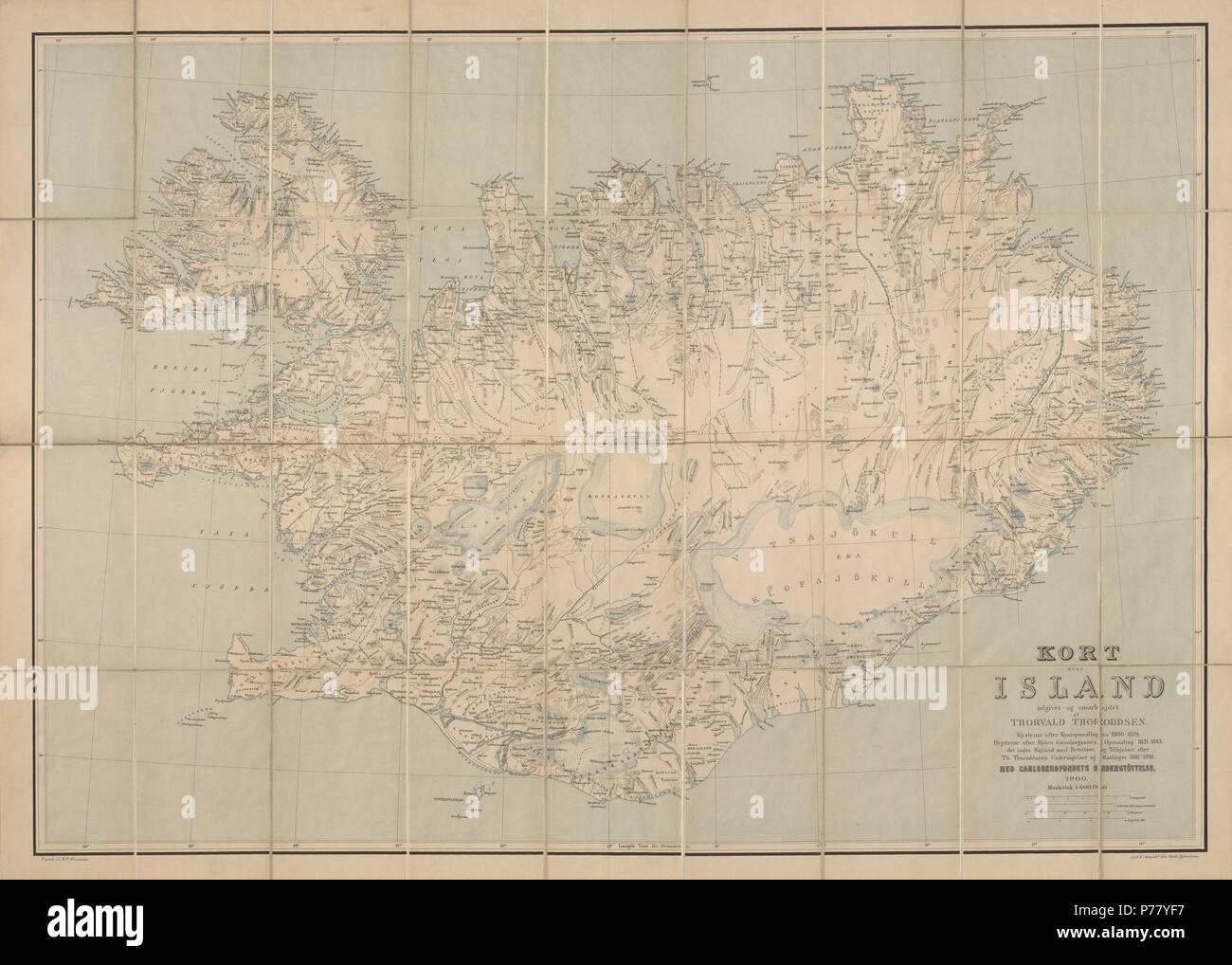68 Þorvaldur Thoroddsen - Map of Iceland - 1900 - 001 Stock Photo - Alamy