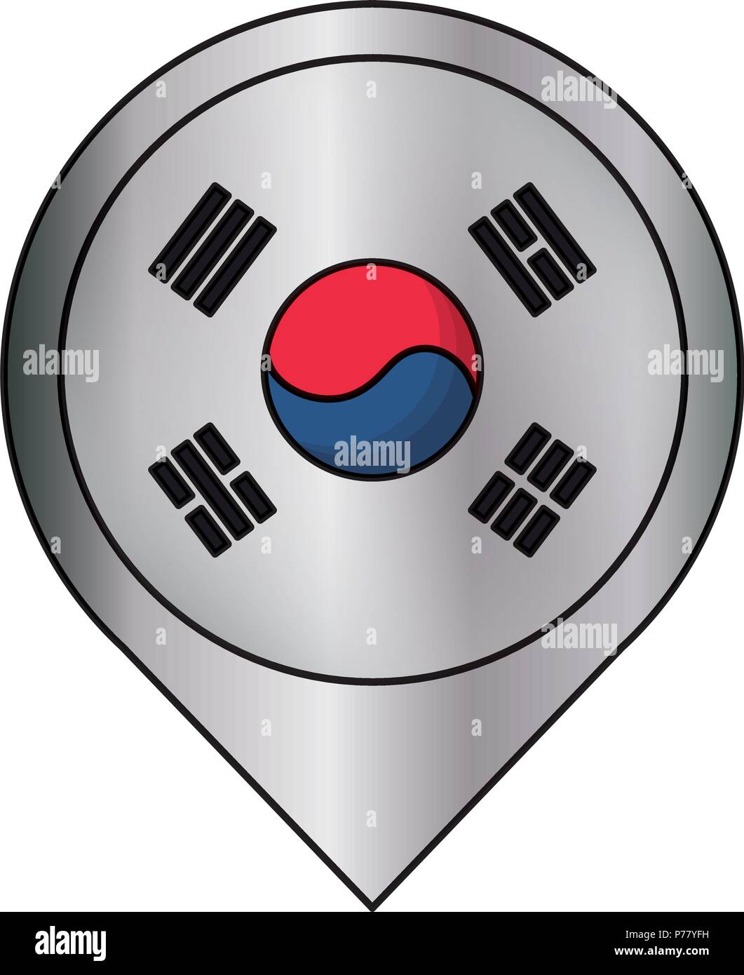 Location pin with south korea flag design over white background, vector ...