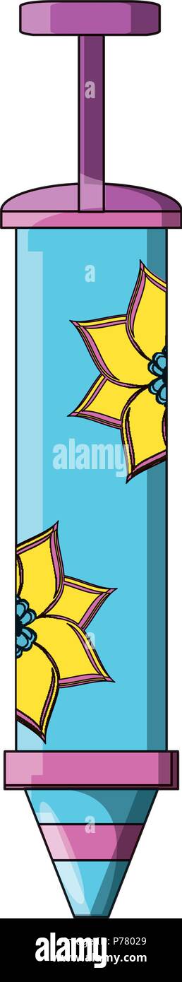 Indian pichkari with floral design over white background, vector ...