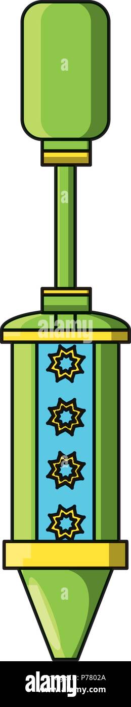 Indian pichkari with decorative stars over white background, vector ...