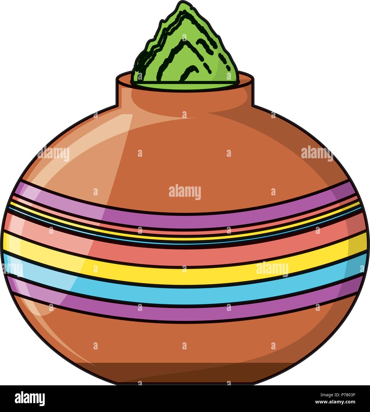 mud pot with gulal icon over white background, vector illustration ...