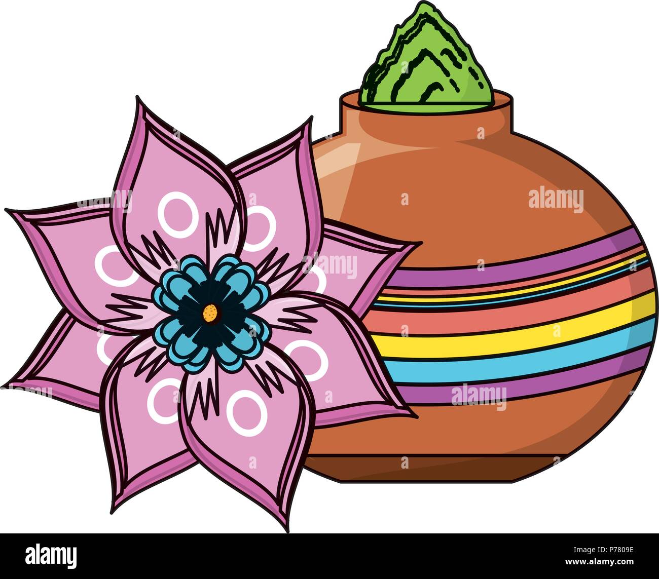 mud pot and tropical flower icon over white background, vector ...