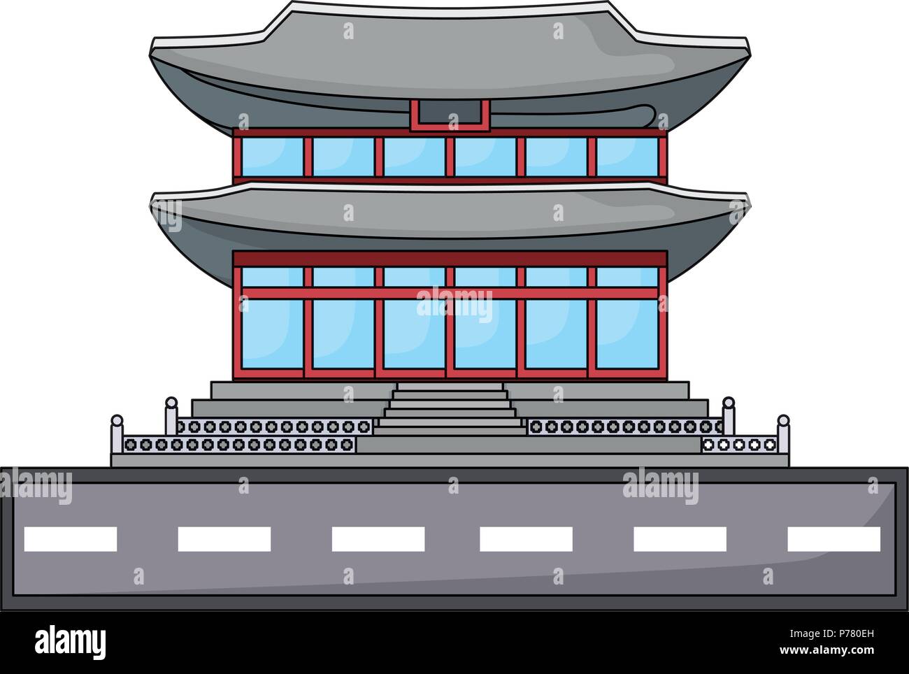 South korea design with palace landmark icon over white background ...