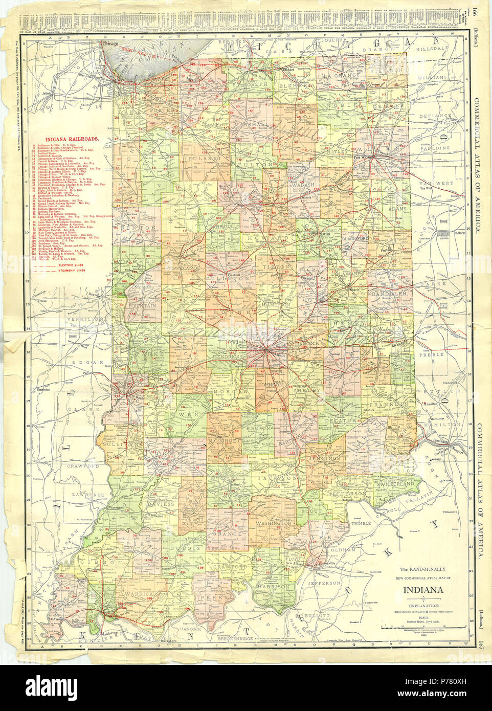 1913 Indiana Map Stock Photo - Alamy