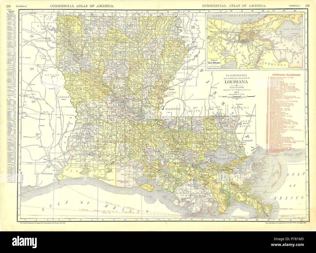 1913 Louisiana Map Stock Photo - Alamy