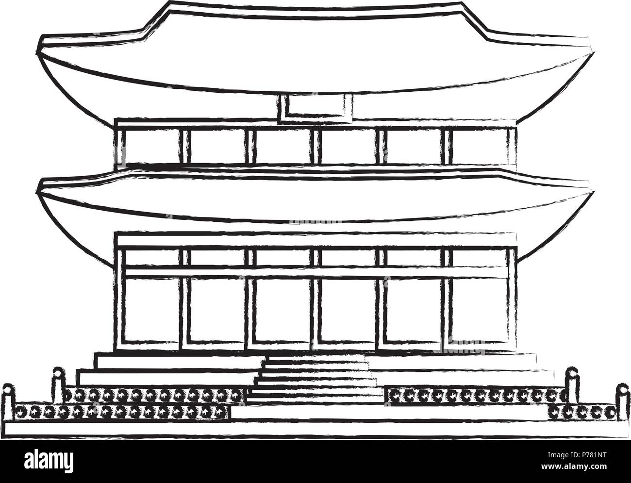 South korea design with palace landmark icon over white background ...