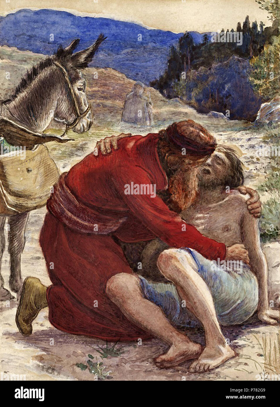 Millais John Everett - the Good Samaritan Stock Photo - Alamy