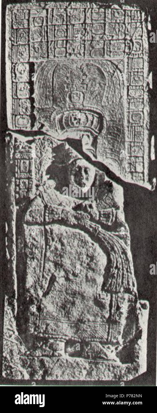 English: Stela 1, Maya site of Piedras Negras, Guatemala. Published ...