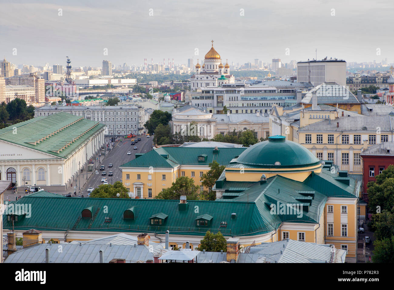 Moscow, RUSSIA - June 25, 2018: Aerial roof view on Moscow historical ...