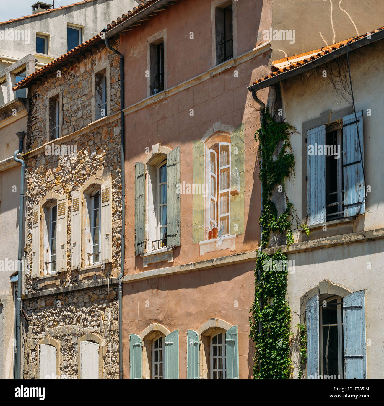 Traditional architectural facade captured in Provence - France Stock ...