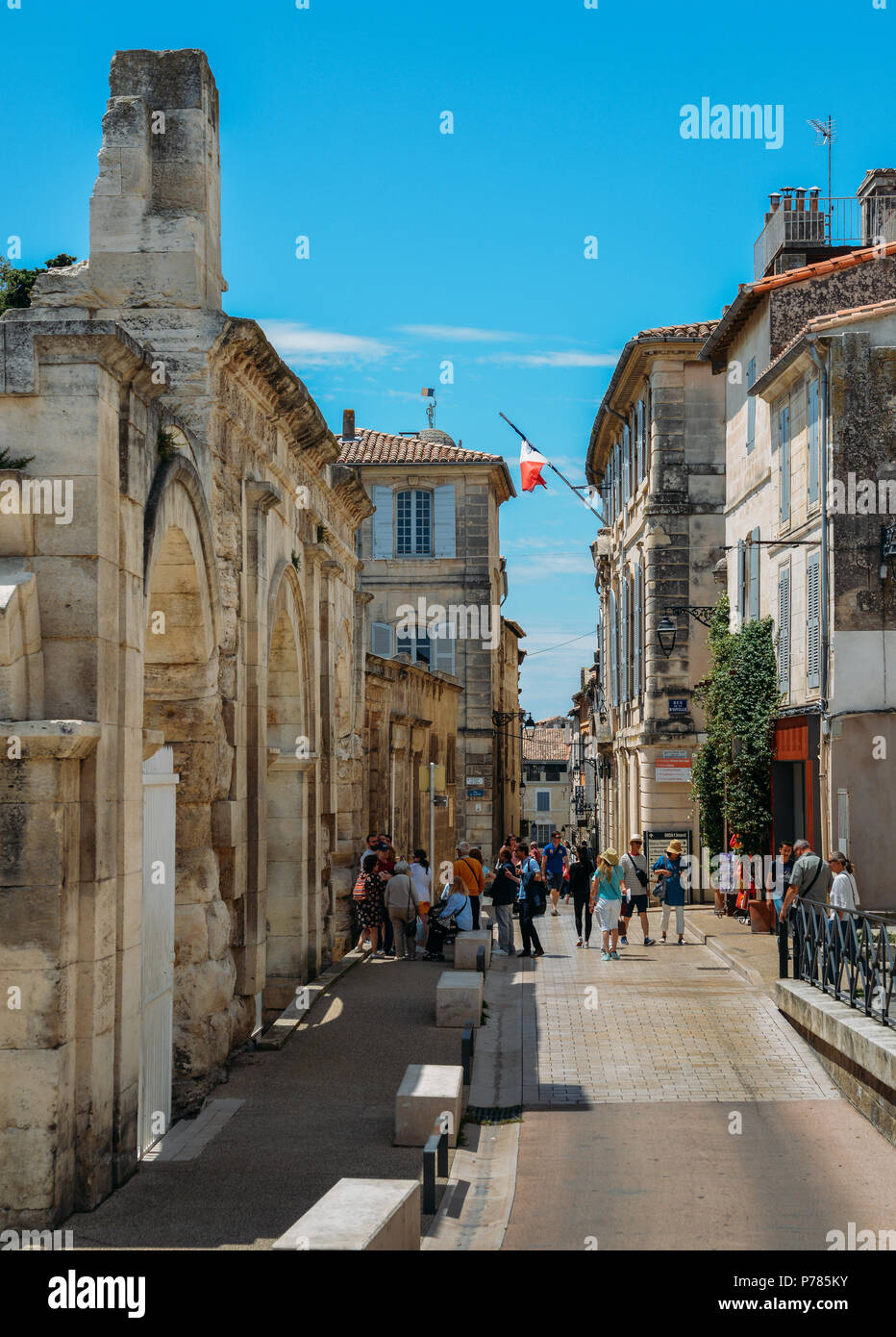Historic old town of arles on the rhône river hi-res stock photography ...