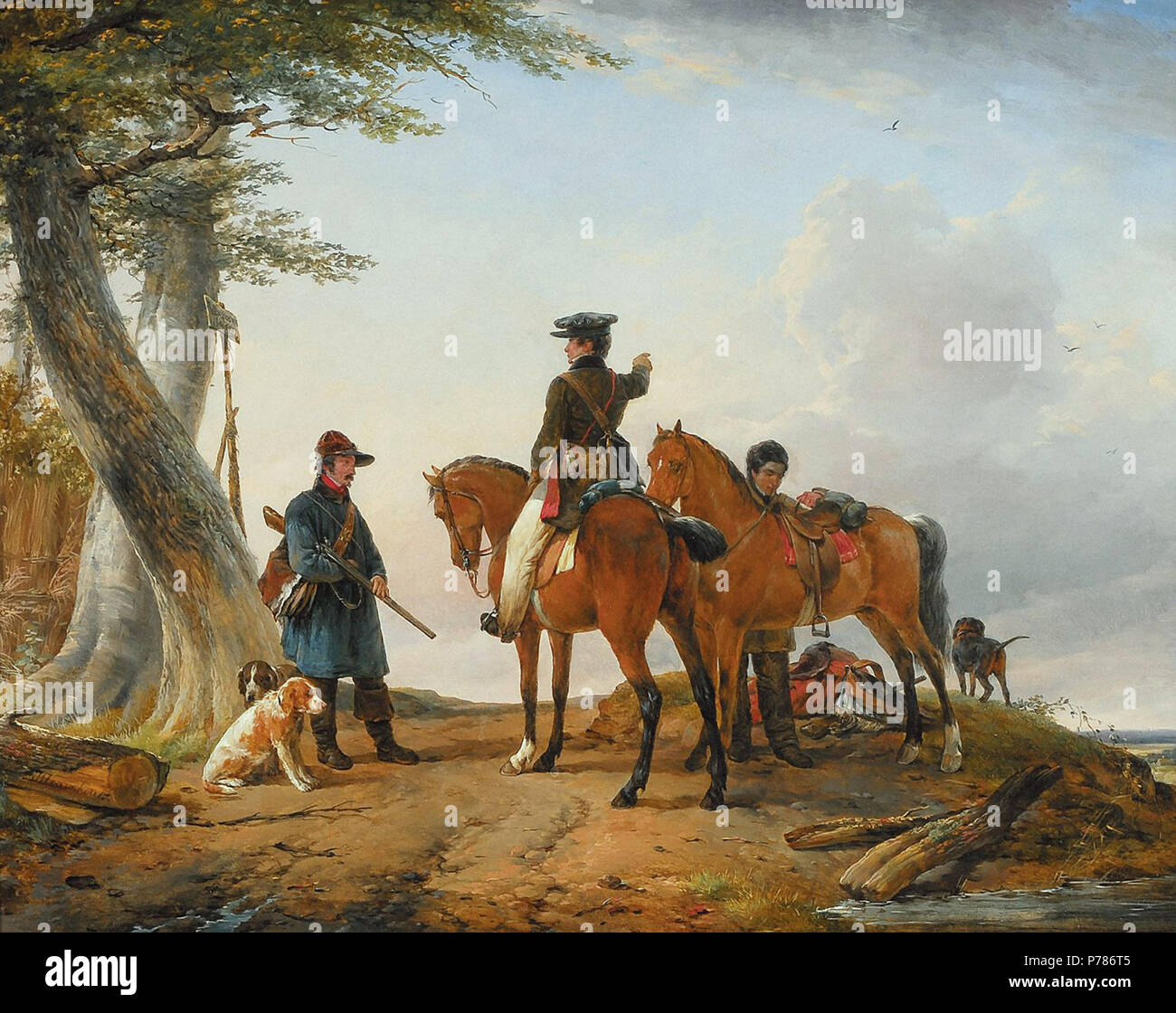 Moerenhout Joseph Jodocus - Jagers in Een Landschap Stock Photo - Alamy