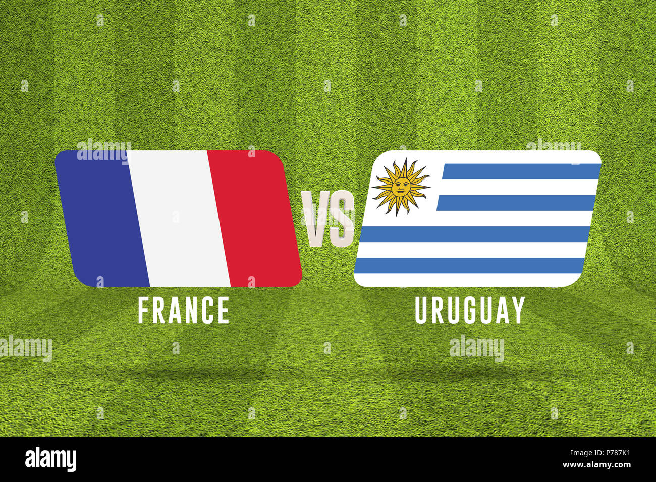 Uruguay versus France soccer quarter final match. 3D Rendering Stock ...