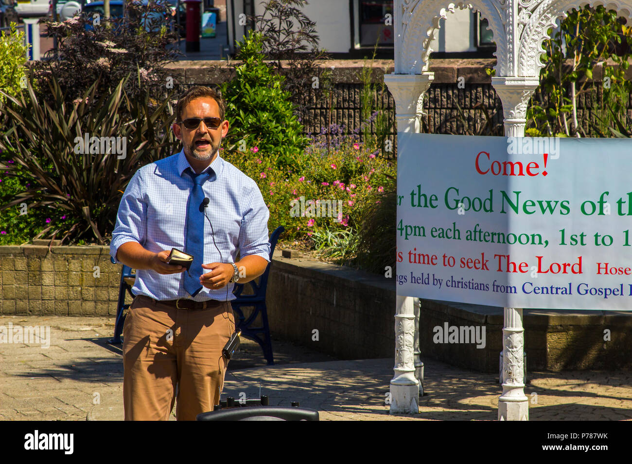 2 July 2018 A Street preacher declaring the good news of salvation ...