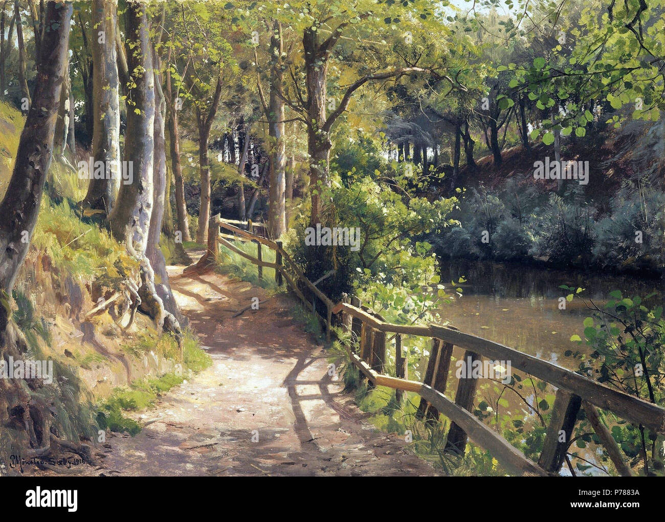 Monsted Peder Mork - a Spring Day in Saeby Forest a Glimmer of Sunlight Through Trees Stock ...