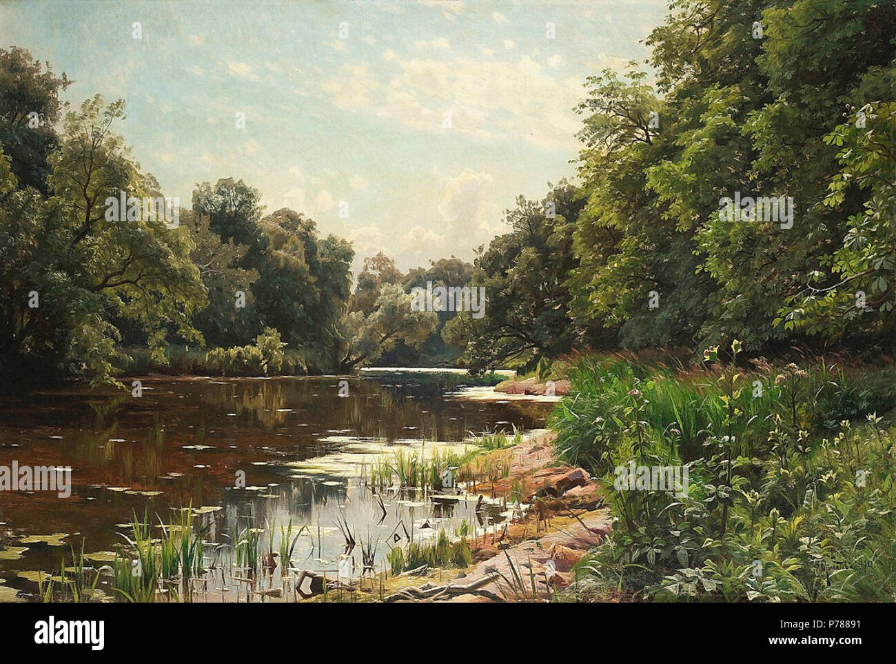 Monsted Peder Mork - a Tranquil River Stock Photo - Alamy