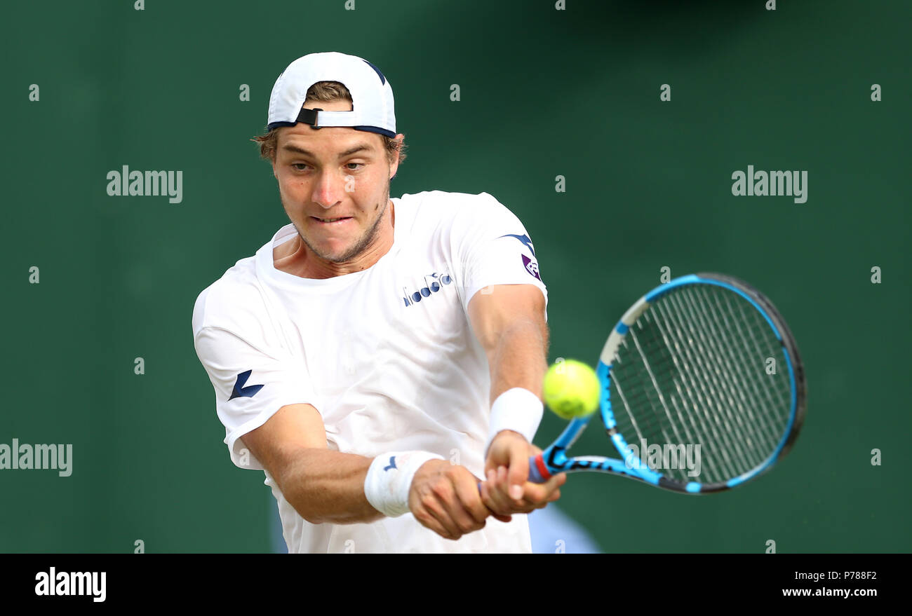Jan-Lennard Struff in action on day three of the Wimbledon ...