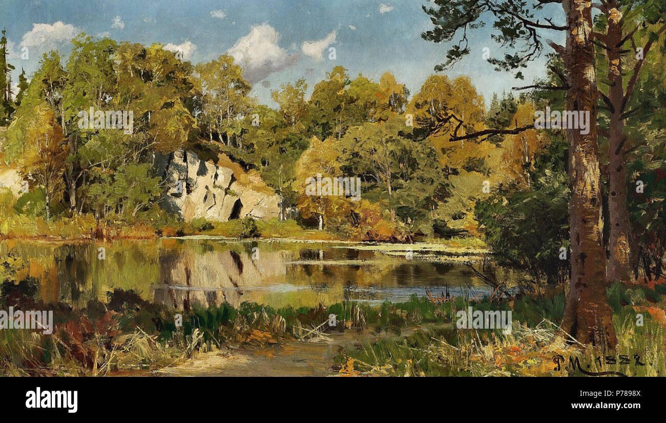 Monsted Peder Mork - Forest Scene with Lake and Cliffs Stock Photo - Alamy