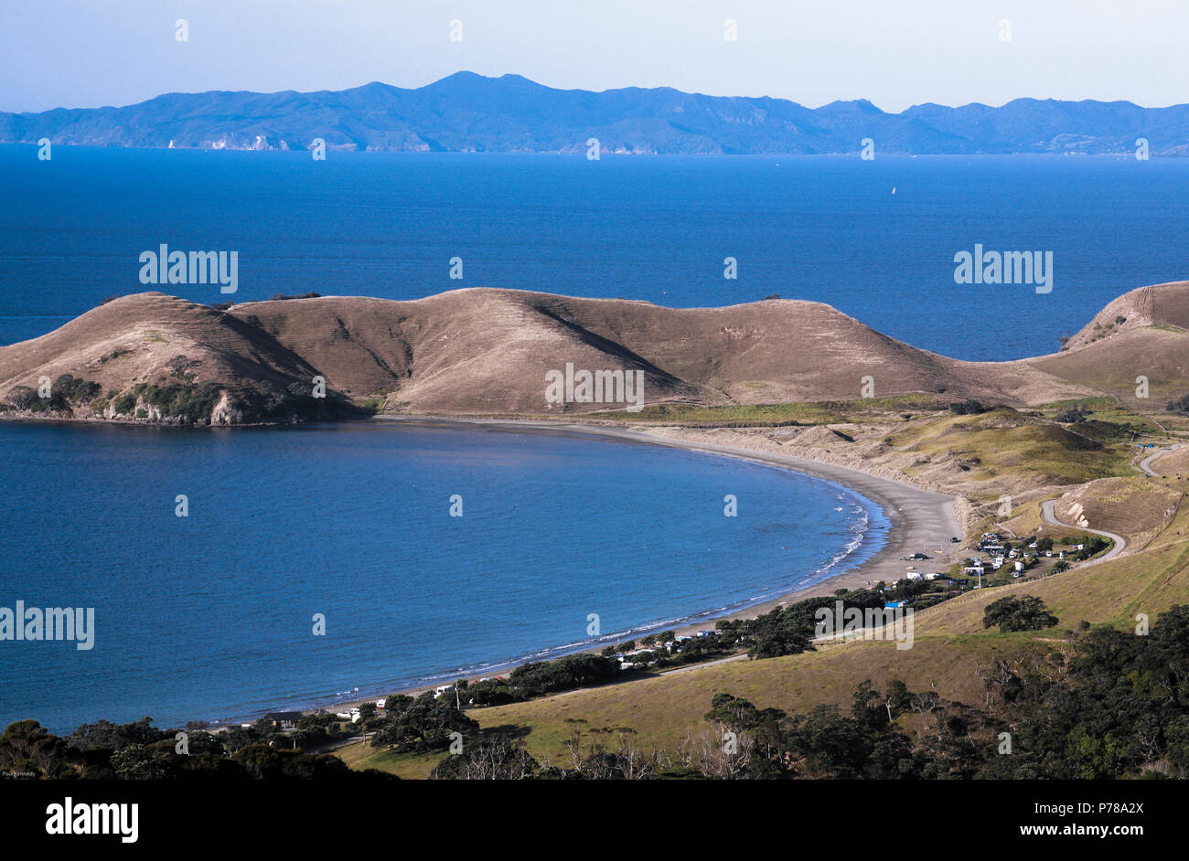 Port Jackson beach on the Coromandel Peninsula with Great Barrier ...