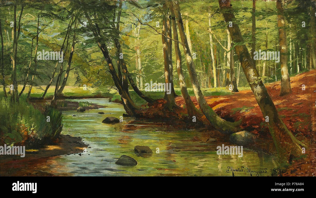 Monsted Peder Mork - River in the Forest of Moesgaard Stock Photo - Alamy