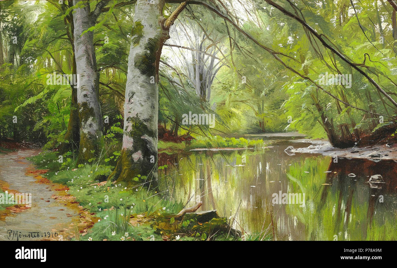 Monsted Peder Mork - Spring Day in the Forest with Blooming Anemones 2 Stock Photo - Alamy
