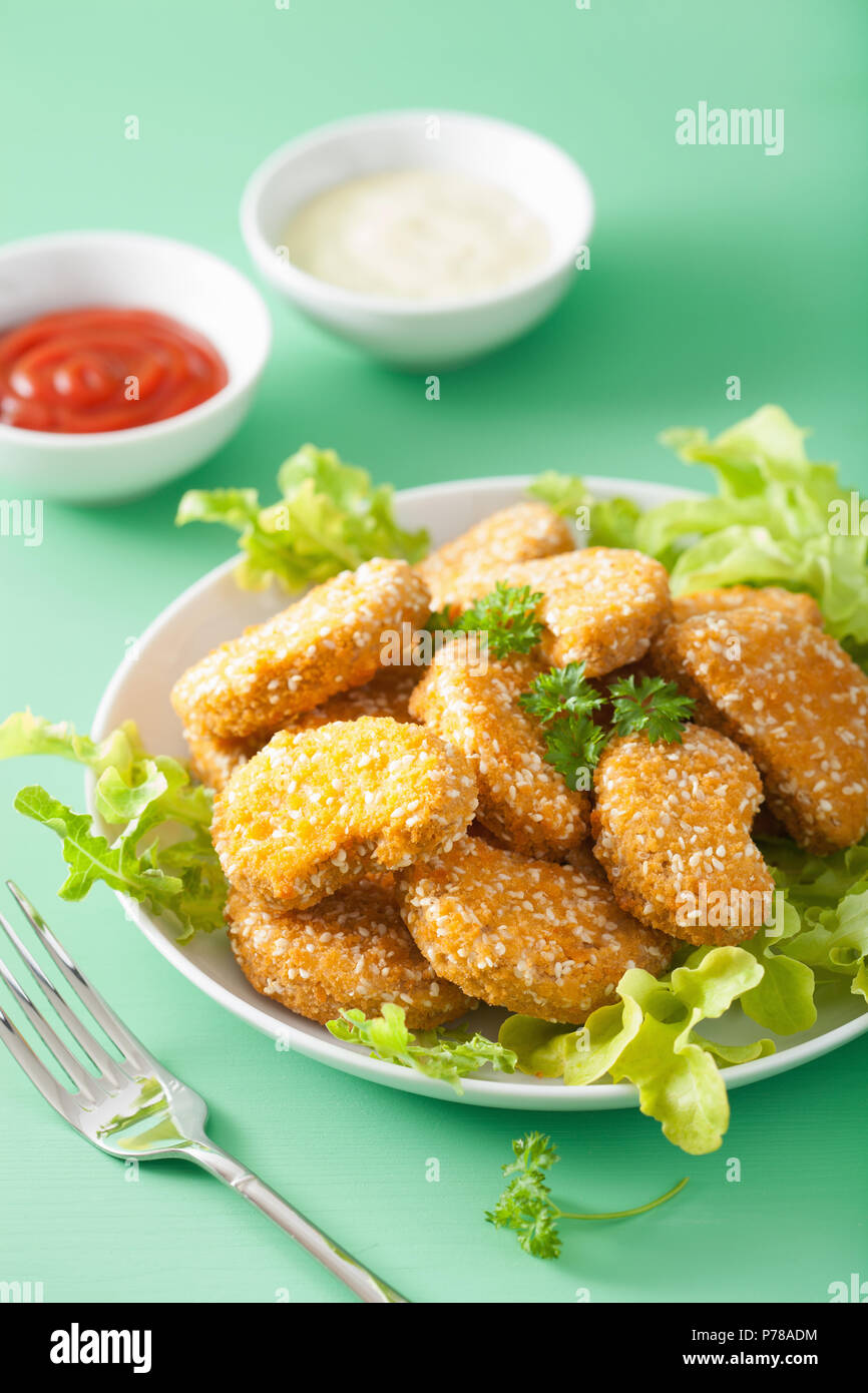 vegan soy nuggets healthy snack Stock Photo - Alamy
