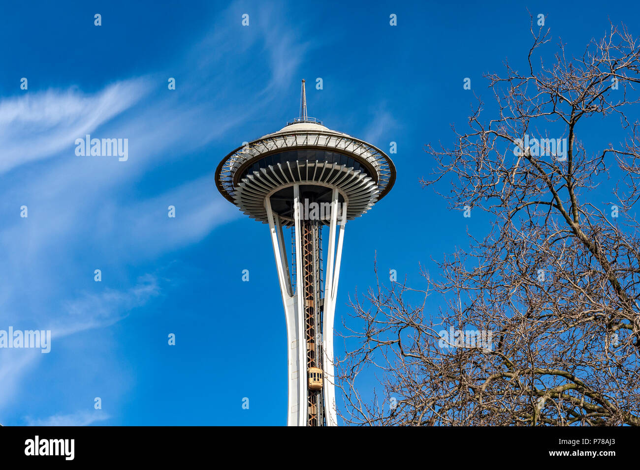 The Space Needle observation deck, a 1960's observation tower built for ...