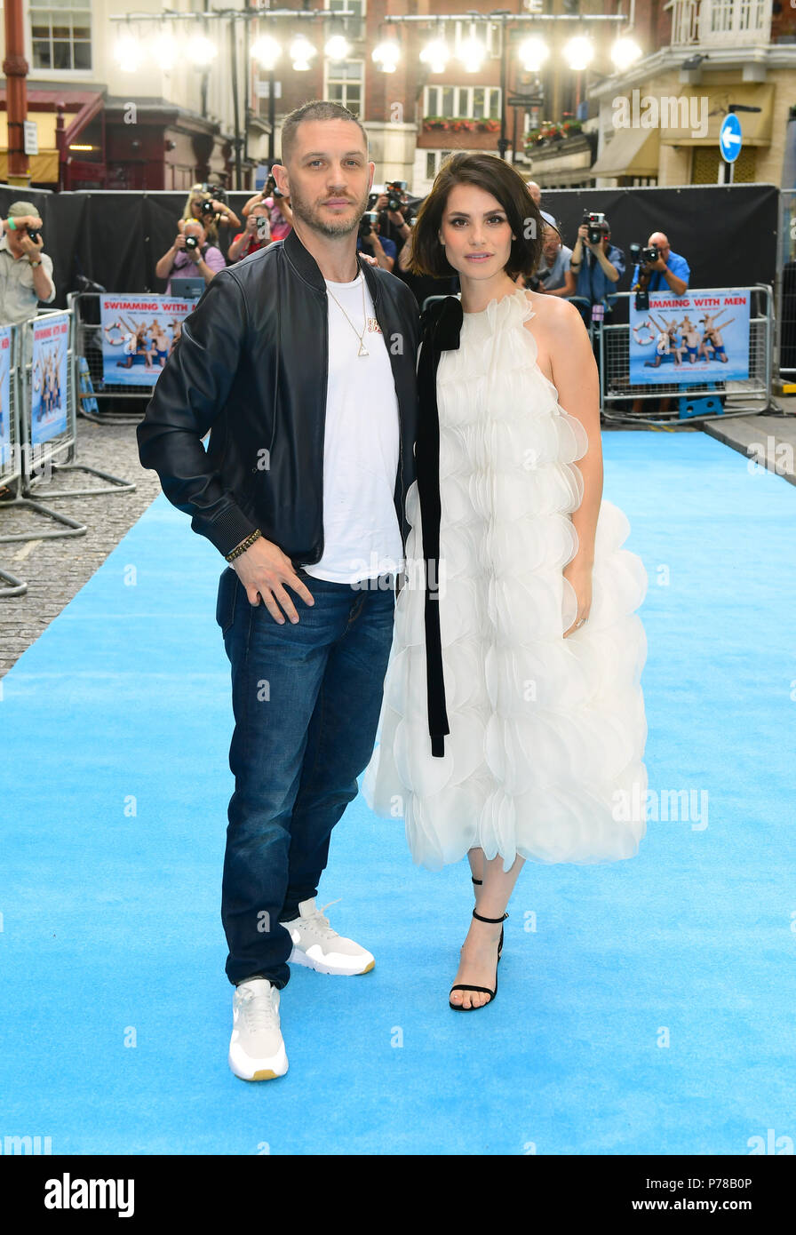 Tom Hardy and Charlotte Riley attending the Swimming with Men premiere ...