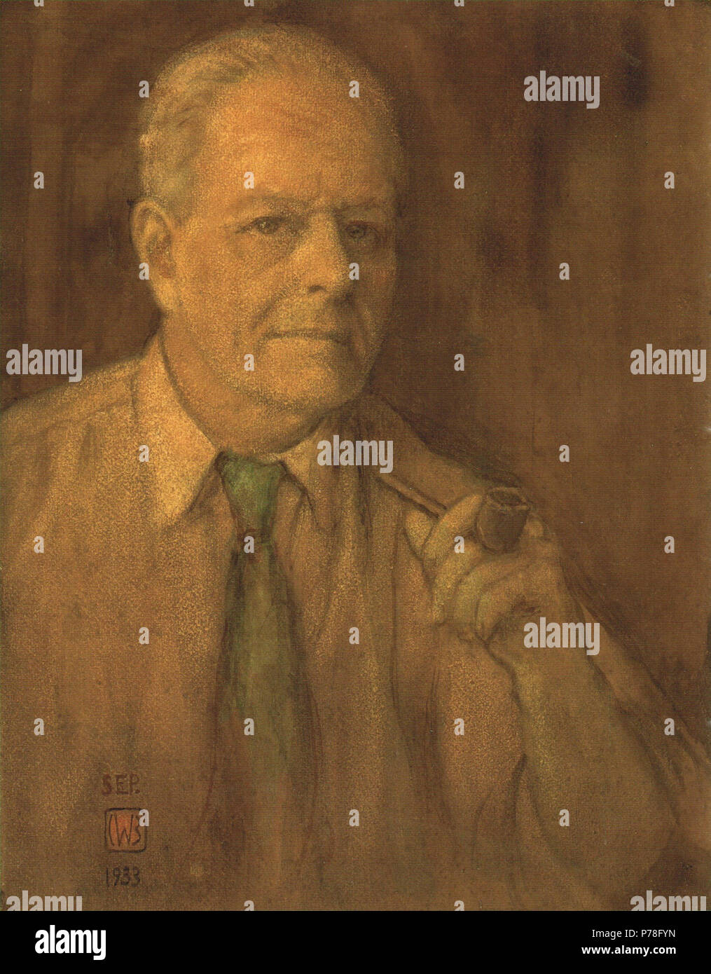 Self-portrait . 1933 7 Charles W. Bartlett - watercolor self-portrait ...