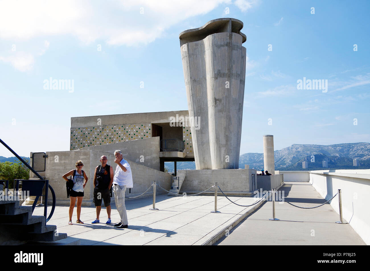 Roofscape of the Unité d’habitation, an apartment building in Marseille ...