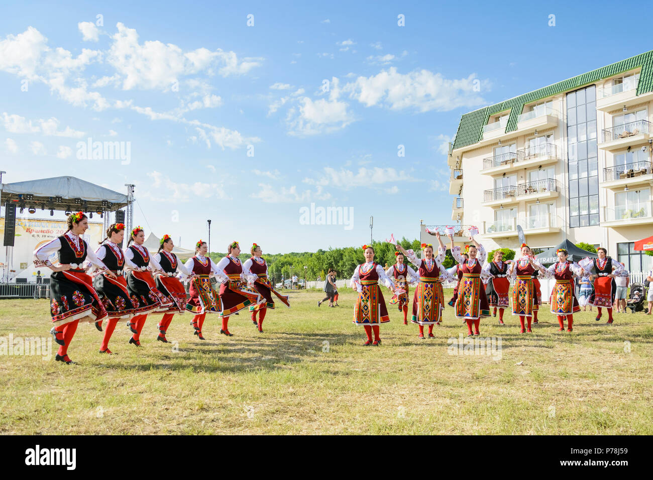 Kranevo, Bulgaria - June 10, 2018: People in authentic folklore costume ...