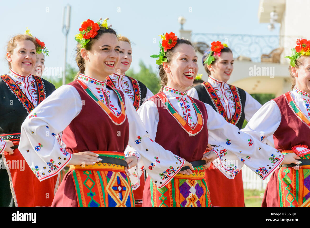 Kranevo, Bulgaria - June 10, 2018: People in authentic folklore costume ...