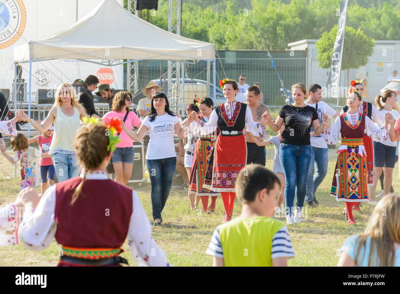 Kranevo, Bulgaria - June 10, 2018: People in authentic folklore costume ...