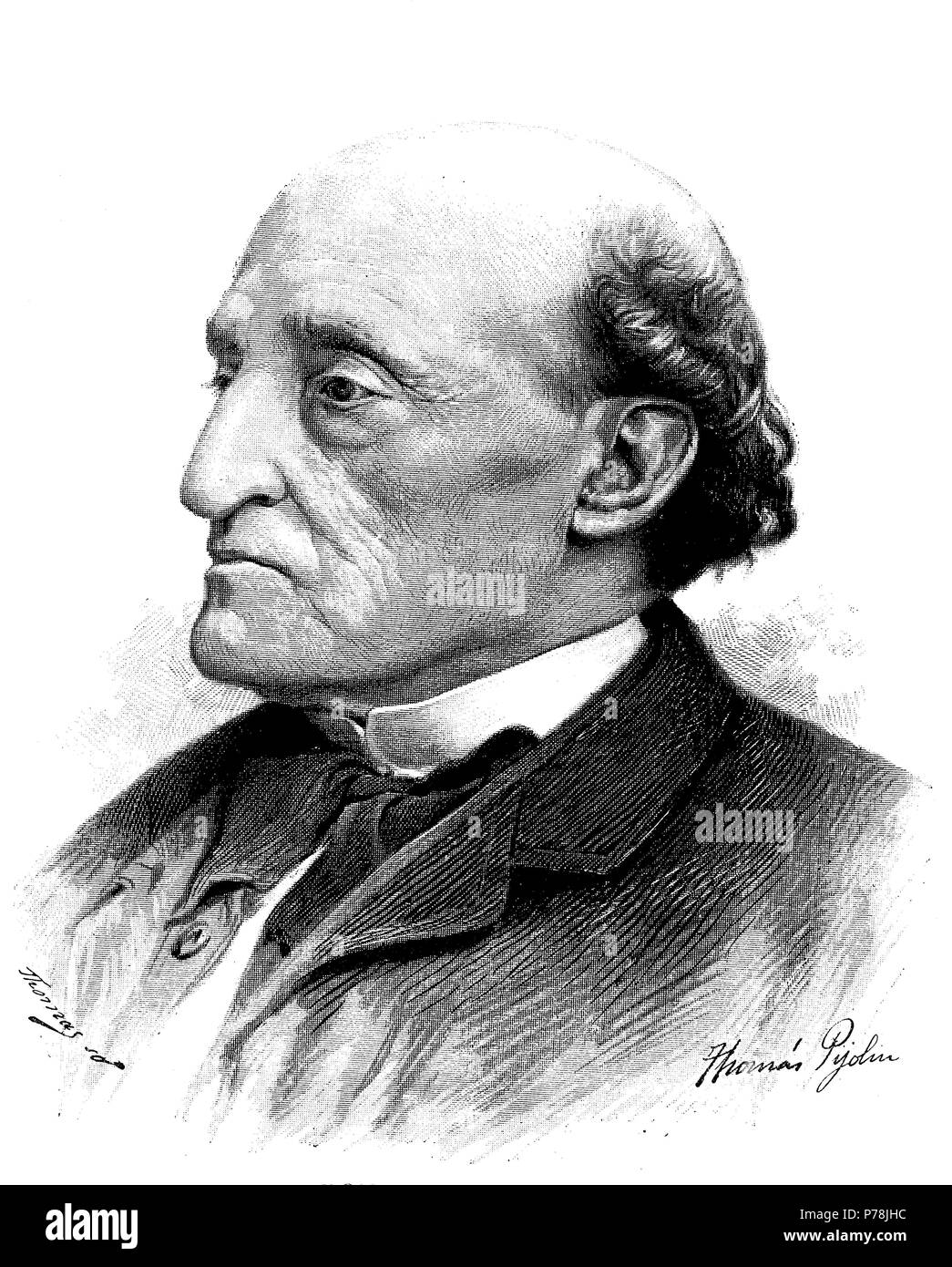 José Valero Villavicencio (1808-1891), actor teatral. Grabado de 1891 ...