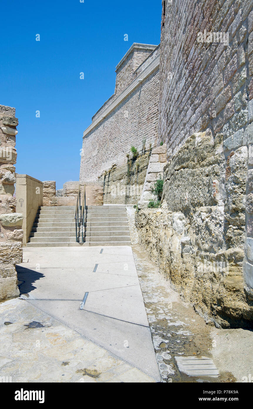 Marseille, France, rocky path, around the base of the seaward side of ...