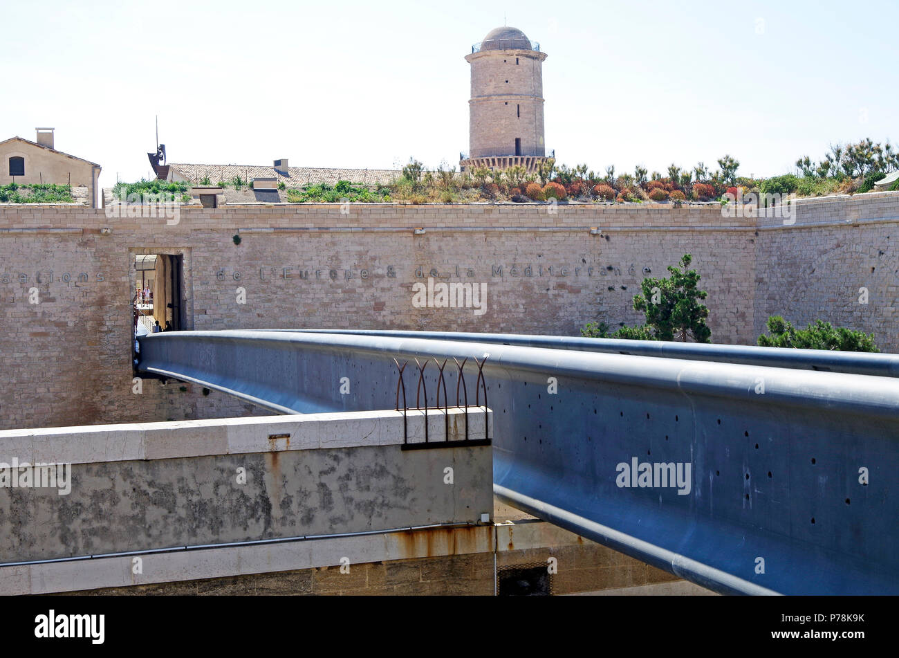 Marseille, Spectacular pedestrian bridge, part of the MuCEM complex ...