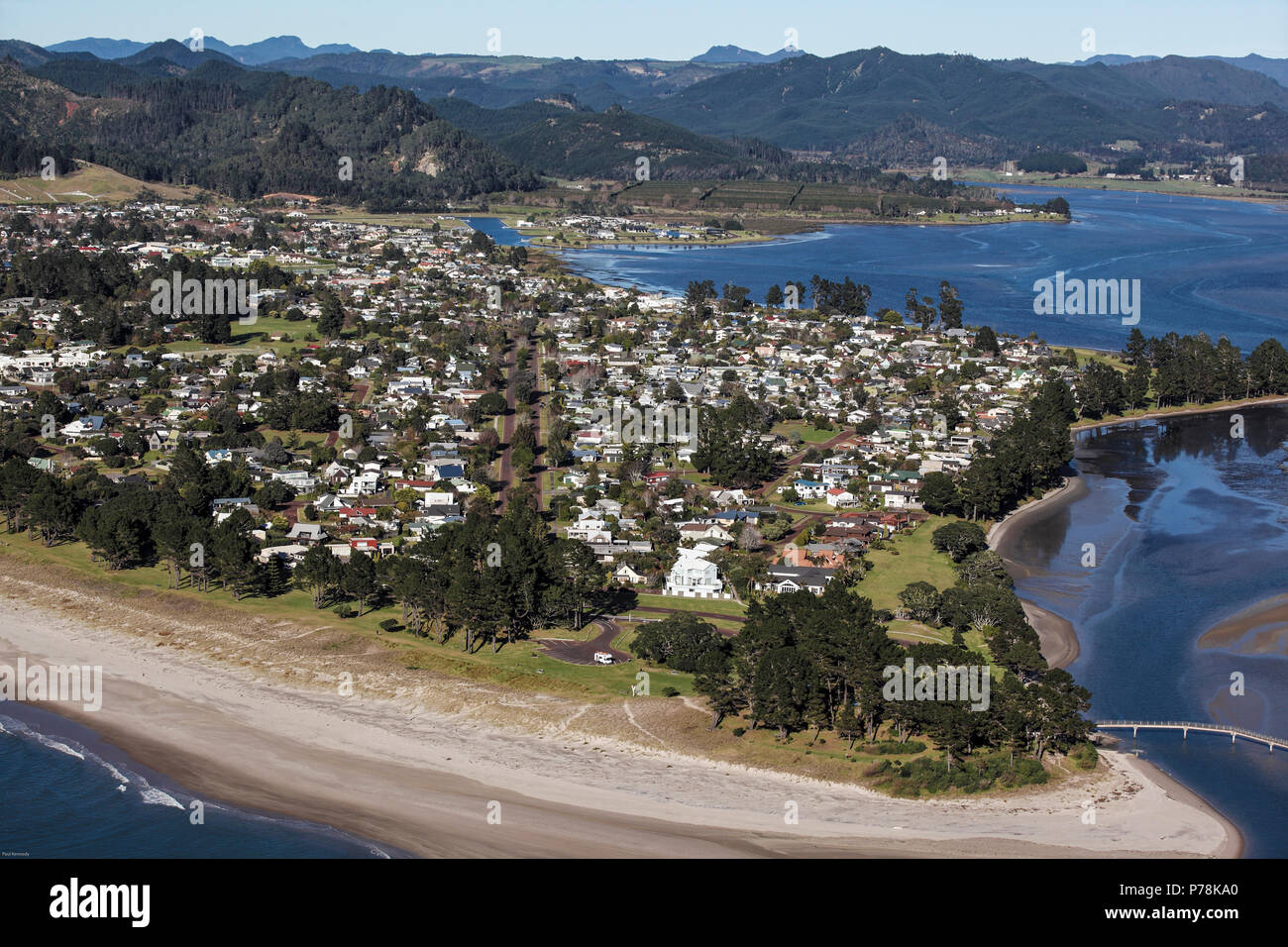Scenic view of Pauanui from Mount Paku lookout, Coromandel Peninsula ...