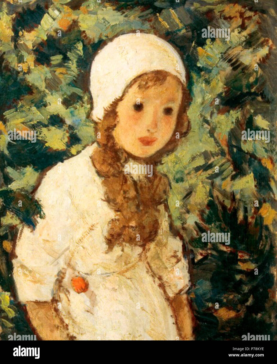 Român: Nicolae Tonitza (1886 - 1940) - Fetia pdurarului, ulei pe carton ...