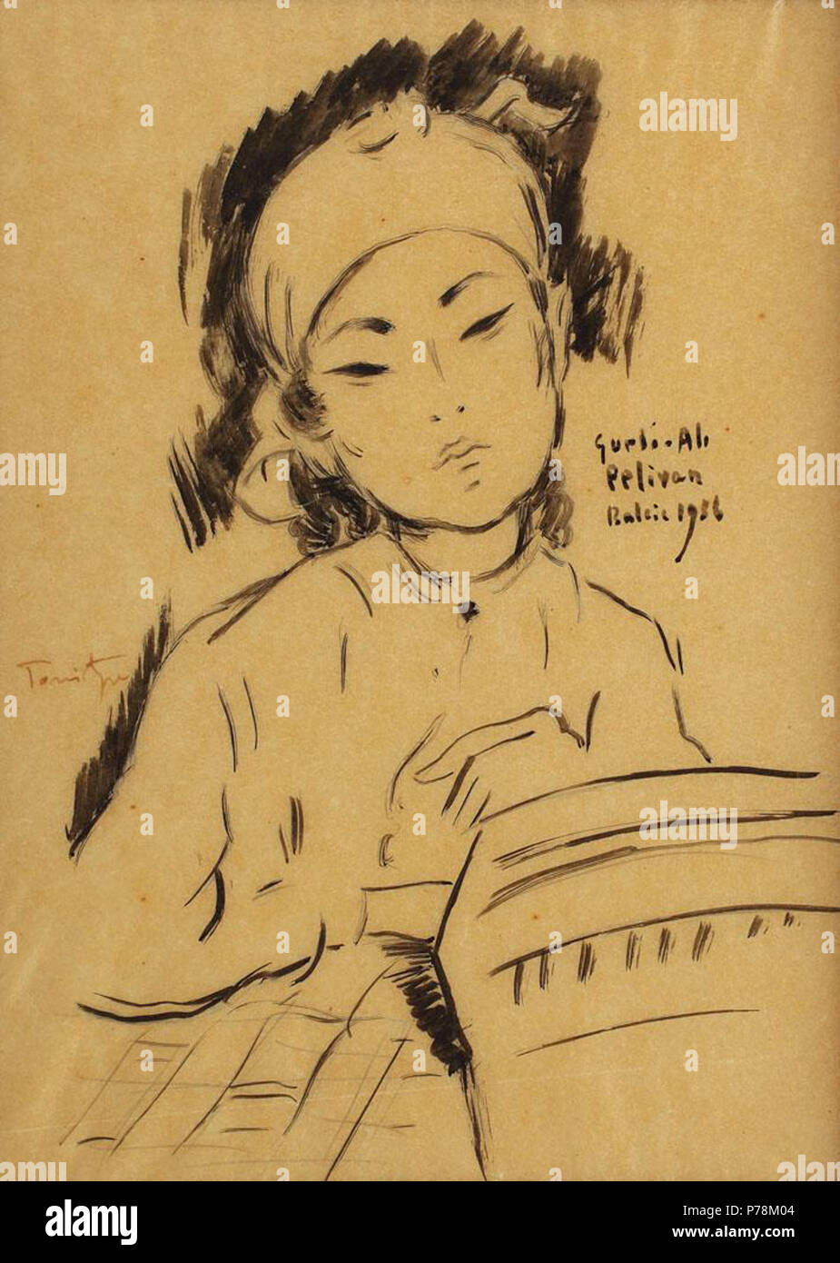 Român: Nicolae Tonitza - Gurli-Ali-Pelivan, tu pe hârtie de calc, 29,5 ...