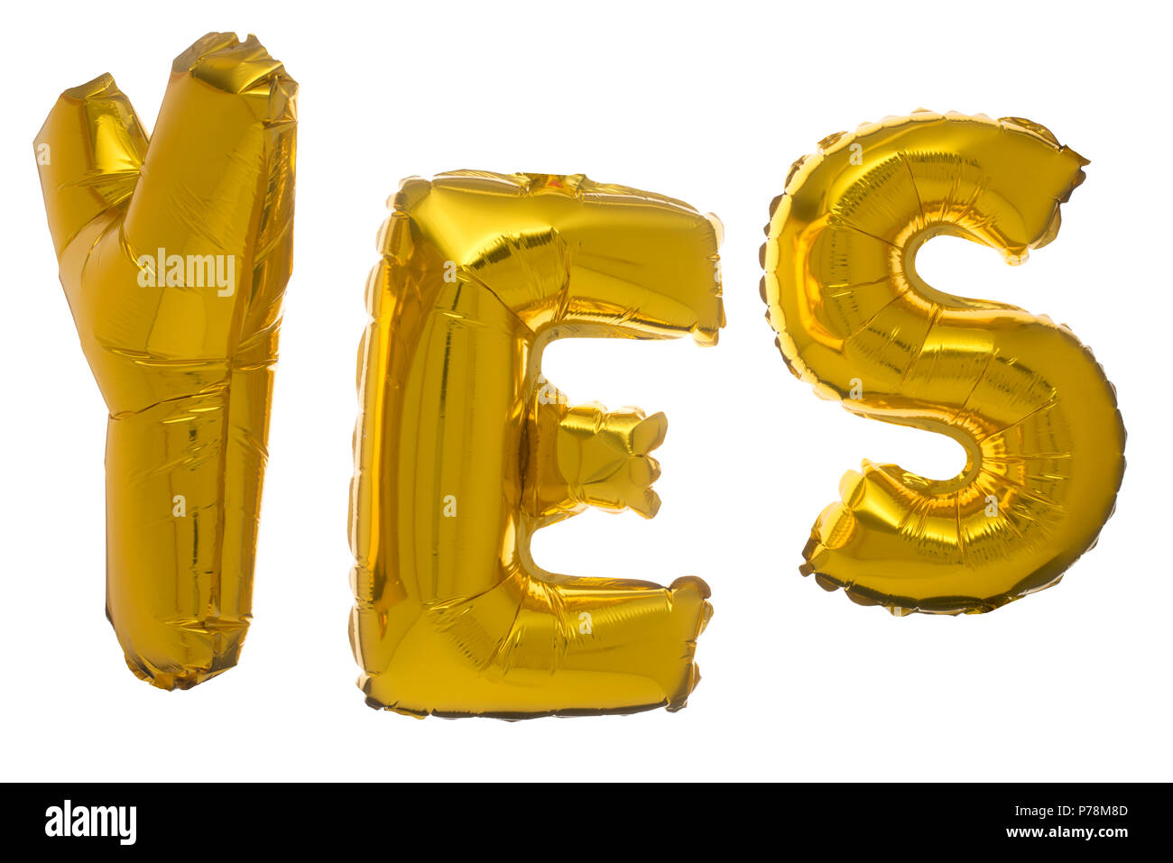YES, Golden Balloons Stock Photo - Alamy
