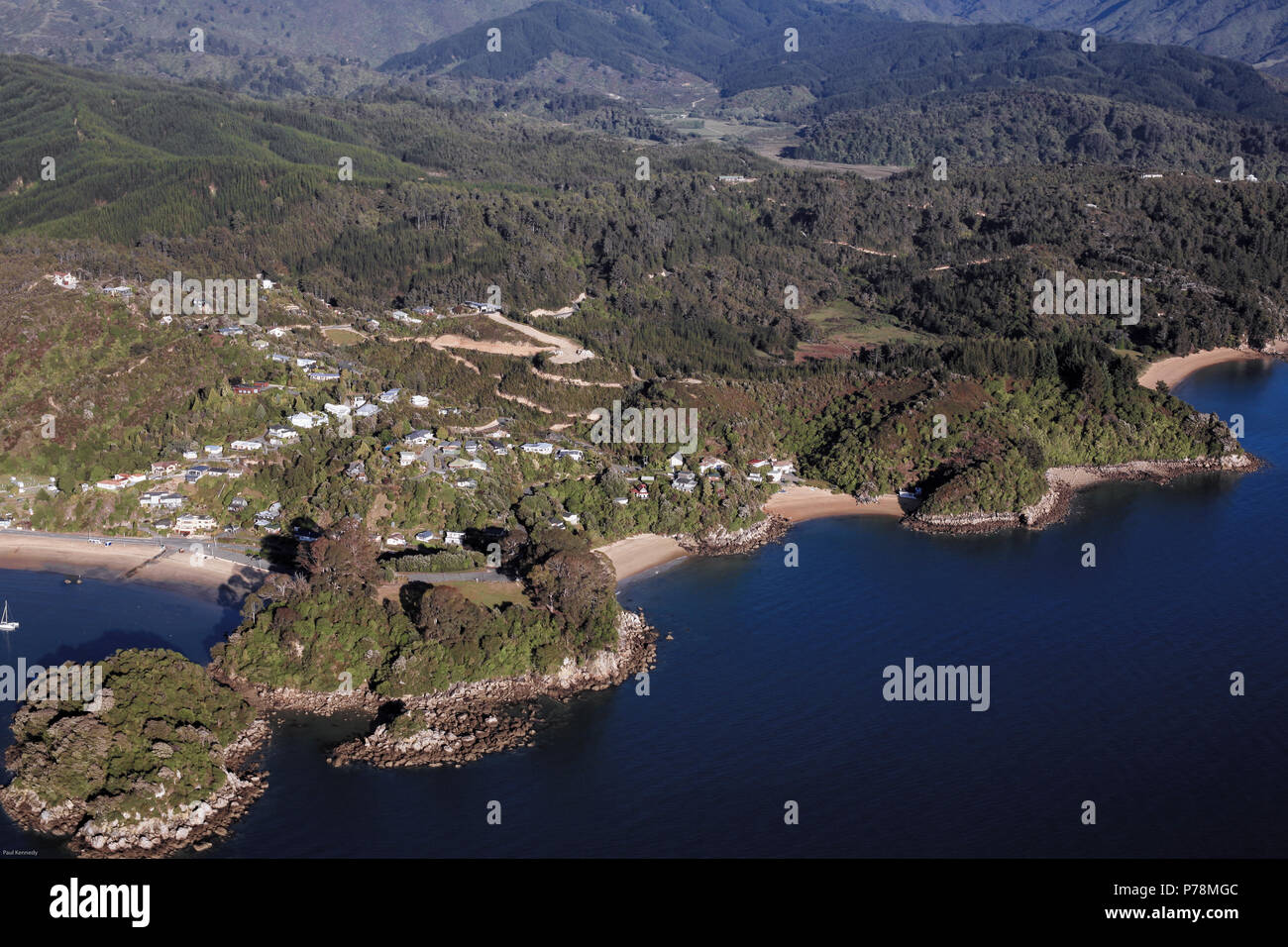 Aerial view of Kaiteriteri beach, Abel Tasman National Park, New ...