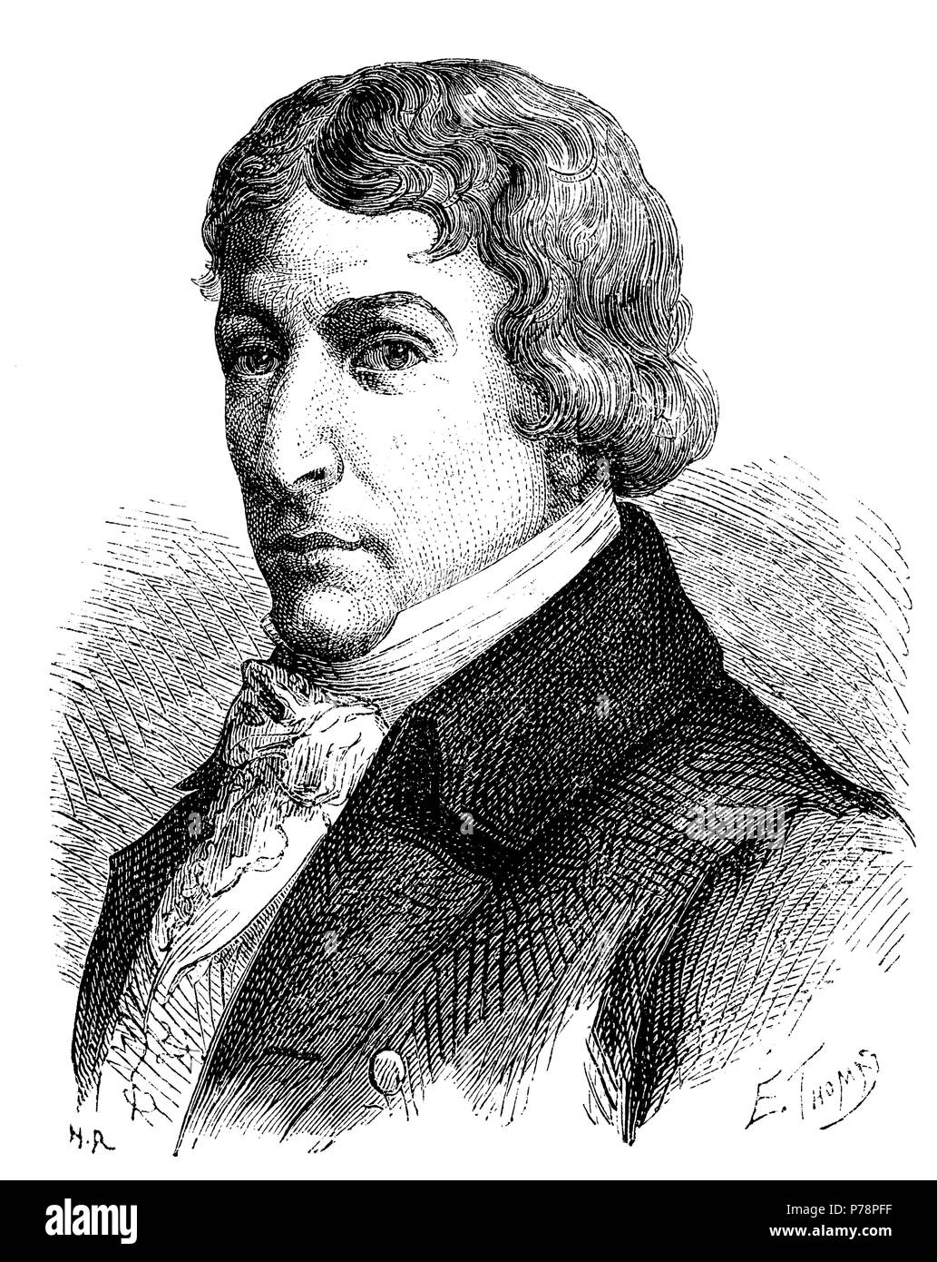 Jean Cobert Argand (1768-1822), matemático francés. Grabado de 1873 ...