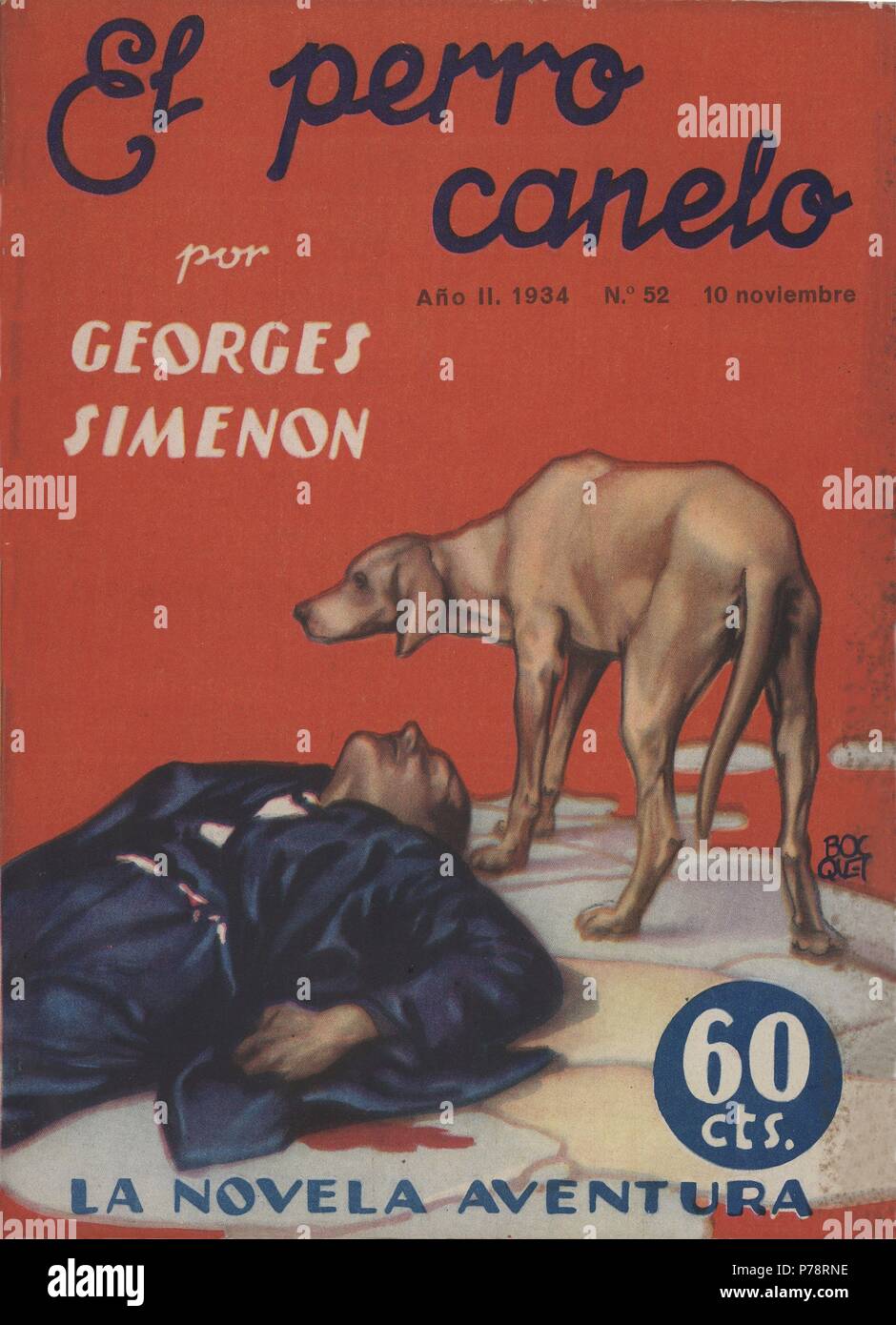 Portada de la novela El perro canelo, por Georges Simenon. Noviembre de ...